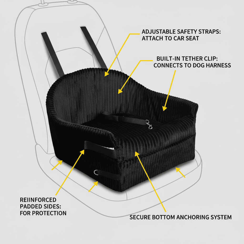 Pet Car Seat Armrest - Portable Dog Travel Booster | Dog Hugs Cat ...